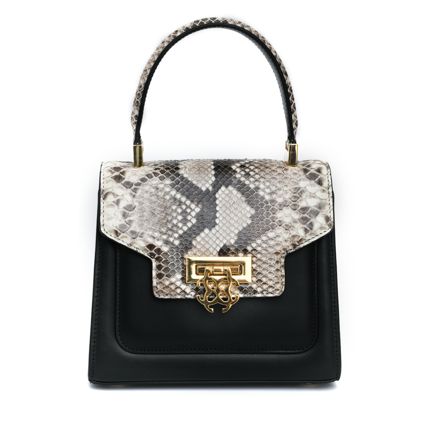 Chic Python Leather Italian Bag with Removable Metal Strap | Chic
